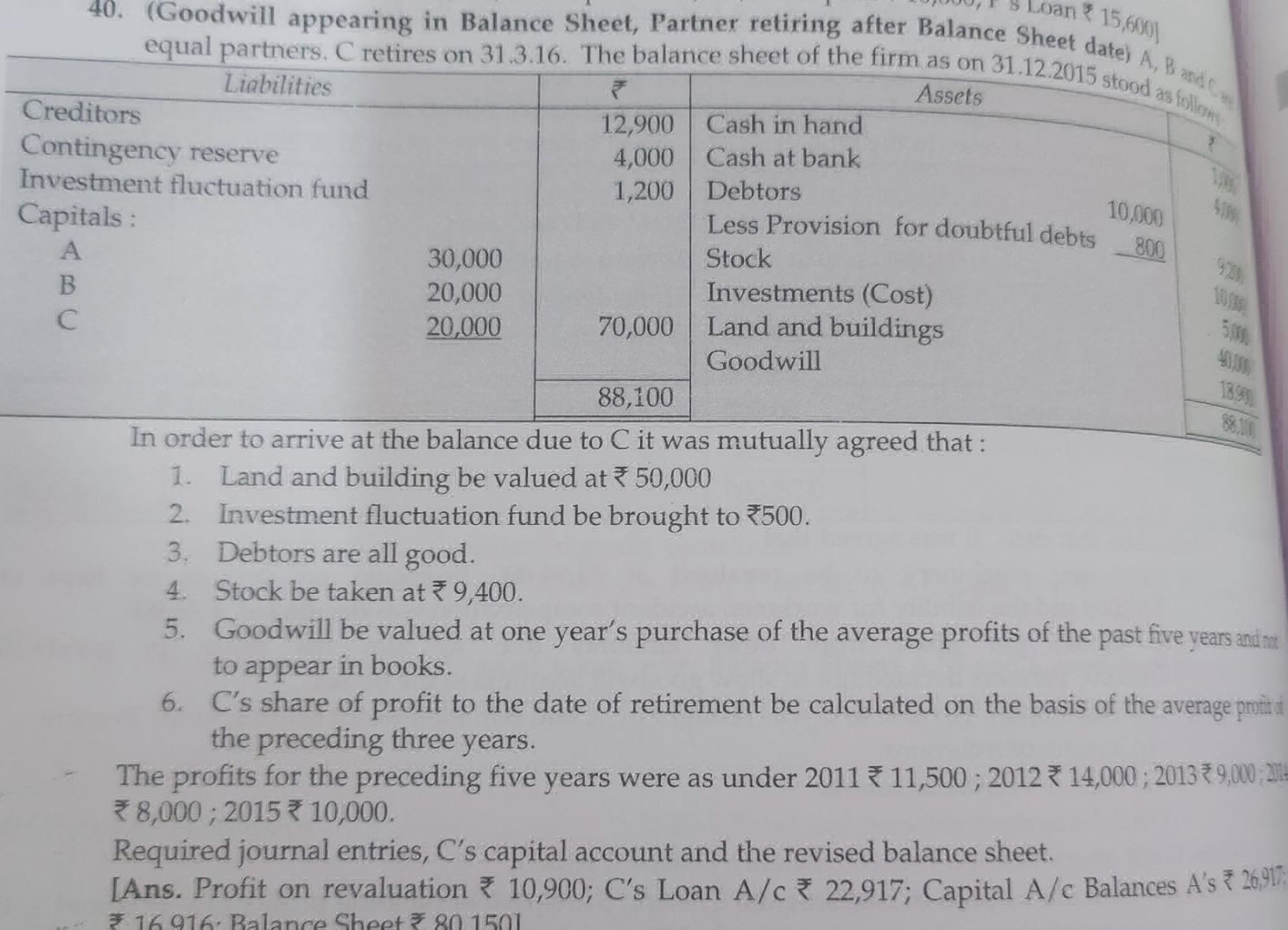 40. (Goodwill appearing in Balance Sheet, | StudyX