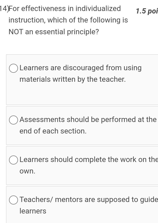 14)For effectiveness in individualized | StudyX