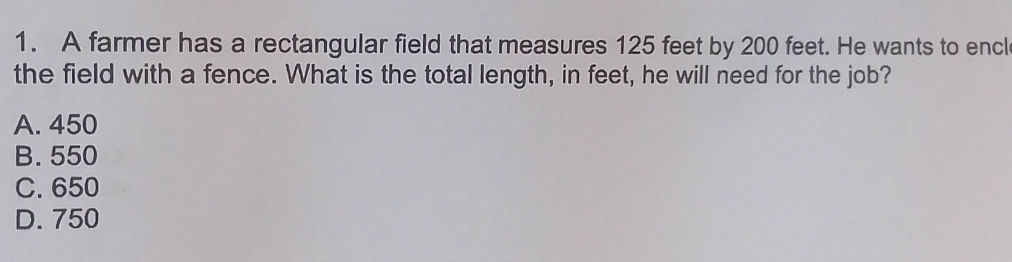 1. A farmer has a rectangular field that | StudyX