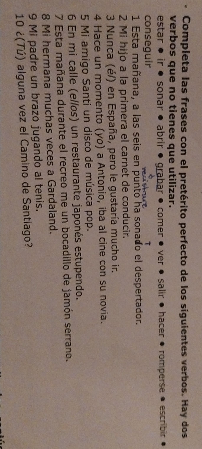 Completa las frases con el pretérito | StudyX