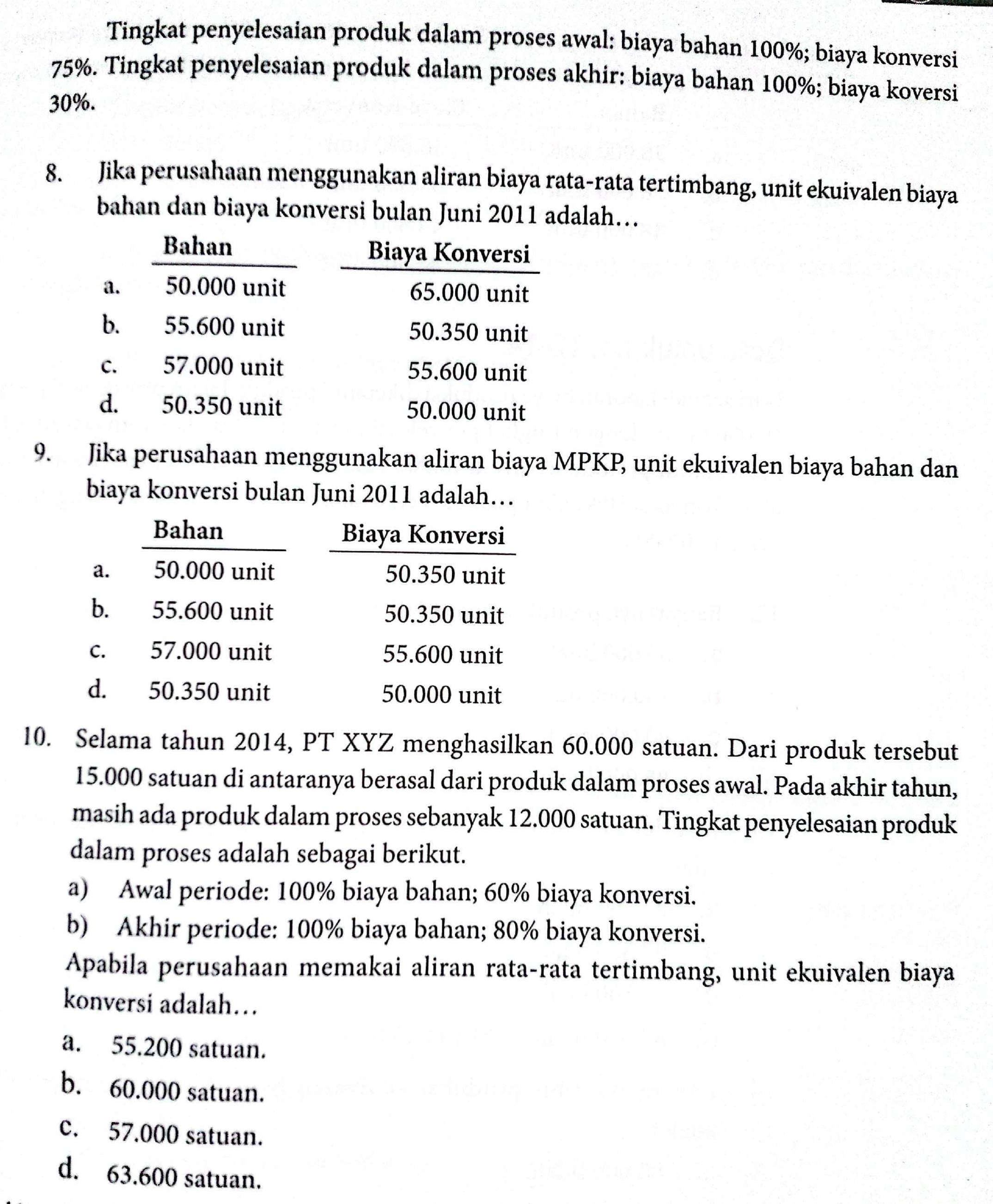 8. Jika perusahaan menggunakan aliran biaya | StudyX