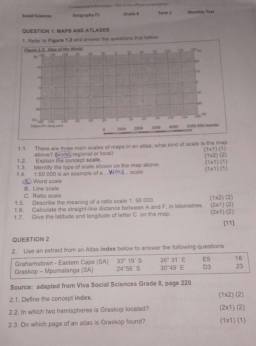 QUESTION 1: MAPS AND ATLASES 1. Refer to | StudyX