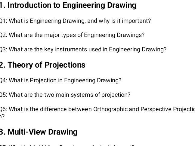 1. Introduction to Engineering Drawing Q1: | StudyX
