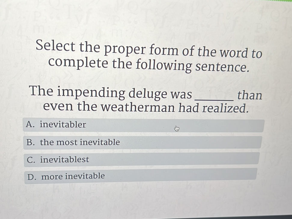 Select the proper form of the word to | StudyX
