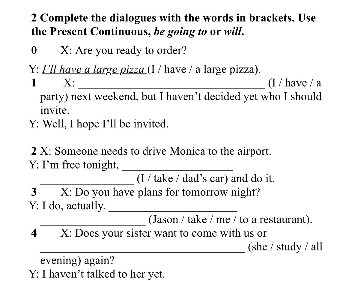 2 Complete the dialogues with the words in | StudyX