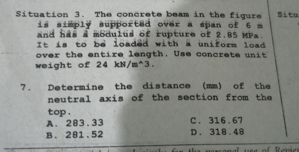 Situation 3. The concrete beam in the figure | StudyX