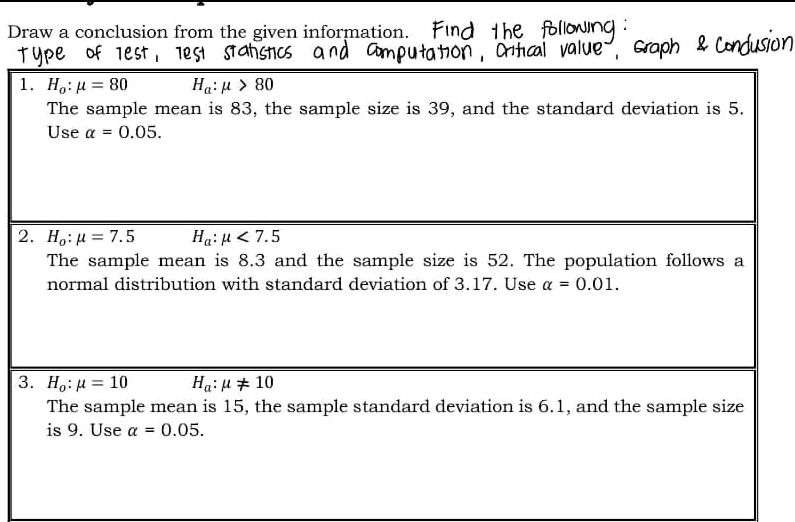 Draw a conclusion from the given | StudyX