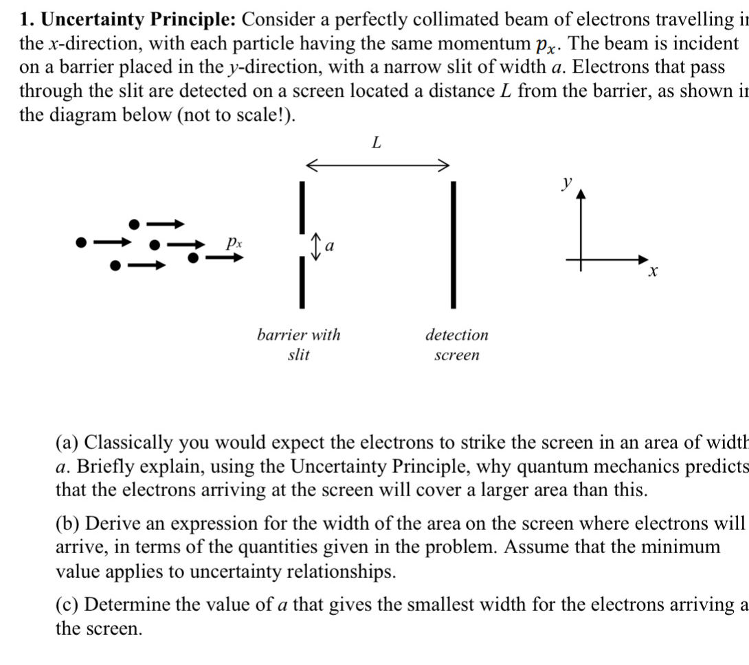1. Uncertainty Principle: Consider a | StudyX