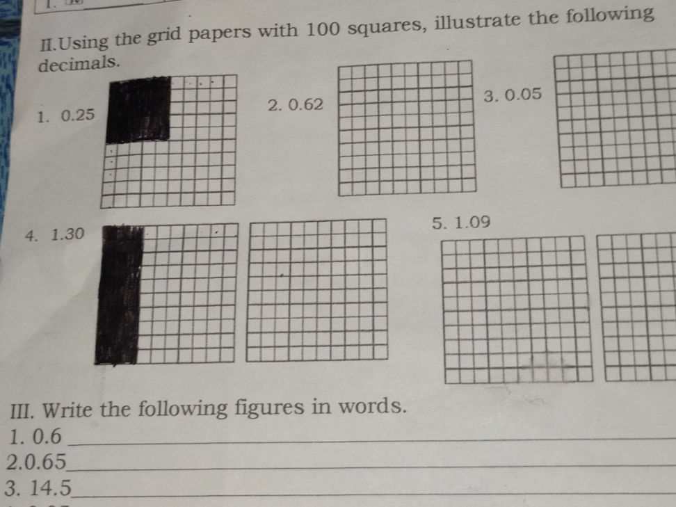 II. Using the grid papers with 100 squares, | StudyX