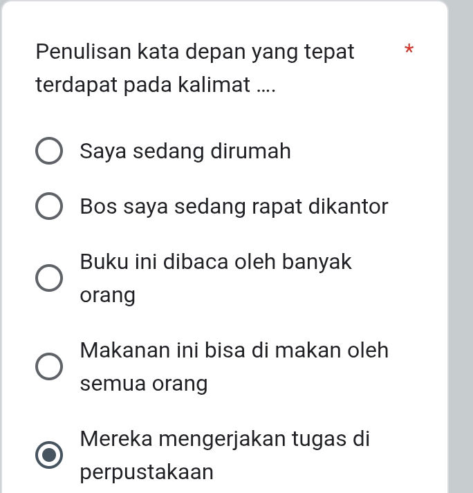 Penulisan kata depan yang tepat terdapat | StudyX