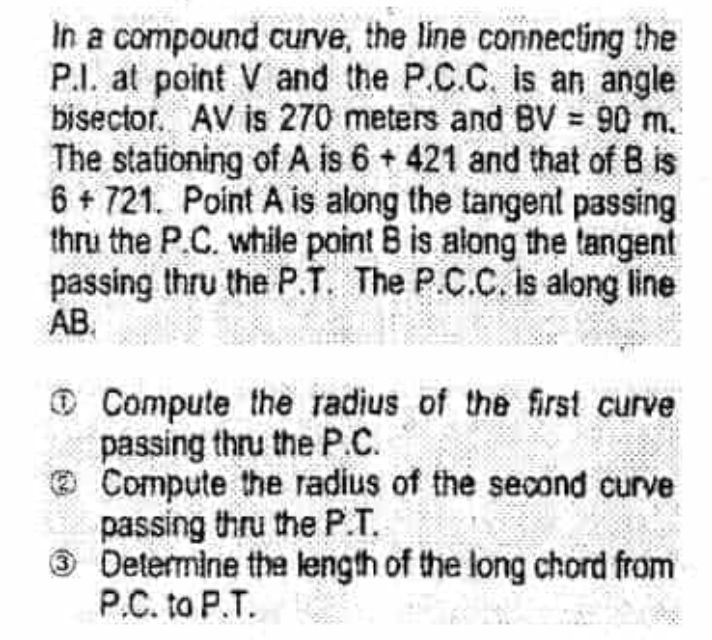 In a compound curve, the line connecting the | StudyX