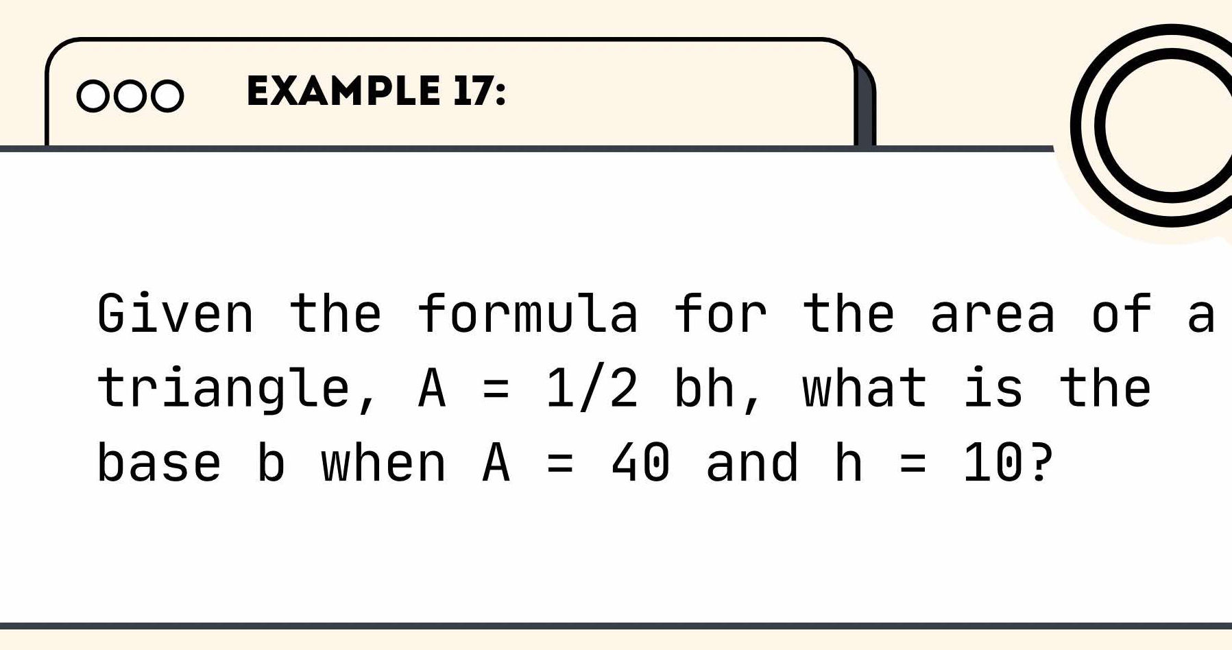 Given the formula for the area of a | StudyX