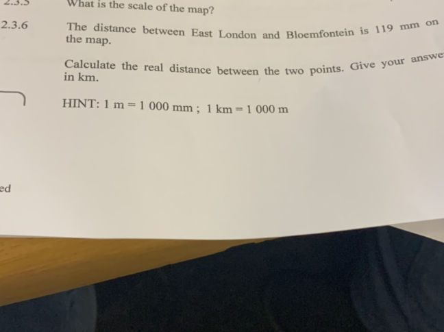 What is the scale of the map? The distance | StudyX