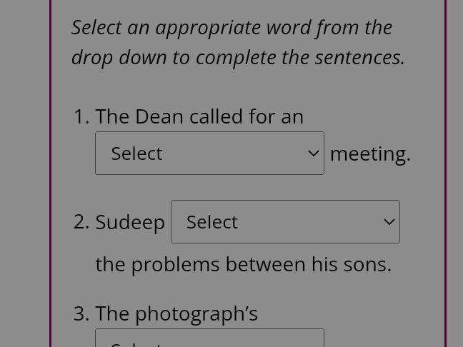 Select an appropriate word from the drop | StudyX