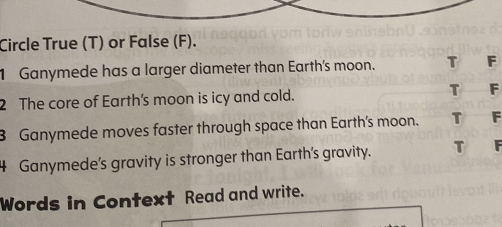Circle True (T) or False (F). 1 Ganymede | StudyX