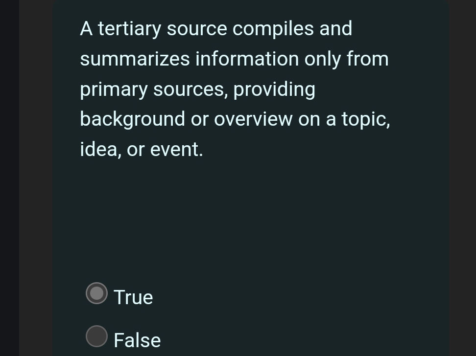 A tertiary source compiles and summarizes | StudyX