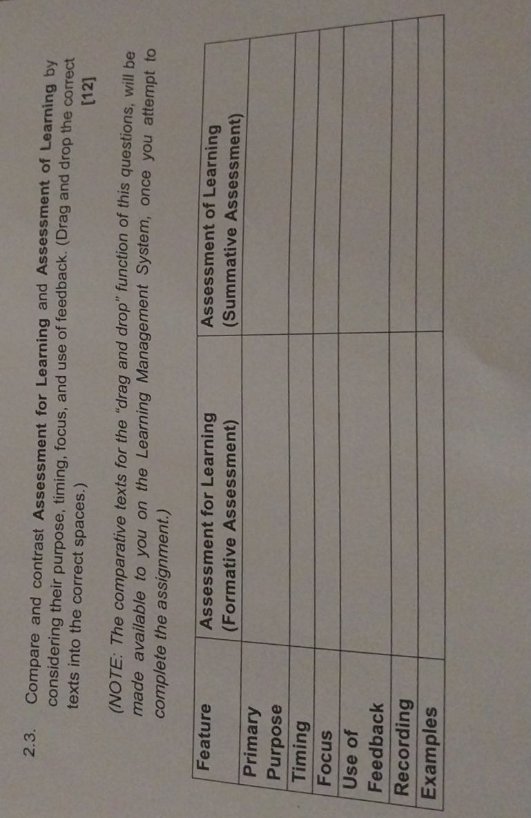 2.3. Compare and contrast Assessment for | StudyX