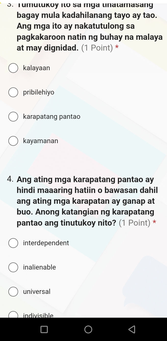 3. Tumutukoy ito sa mga tinatamasang bagay | StudyX