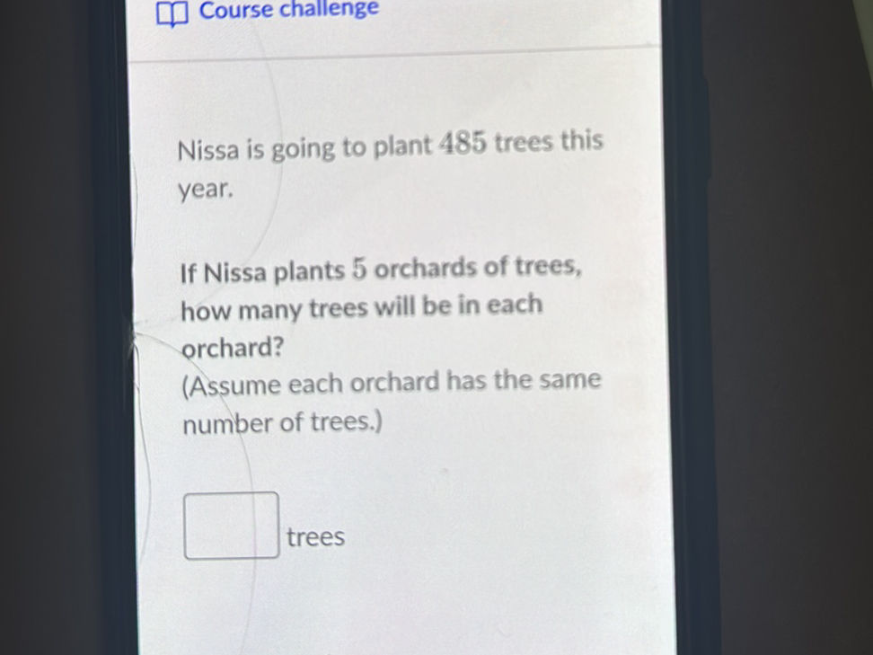 Nissa is going to plant 485 trees this year.