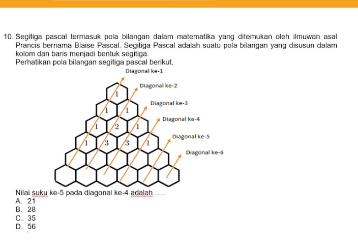 10. Segitiga pascal termasuk pola bilangan | StudyX