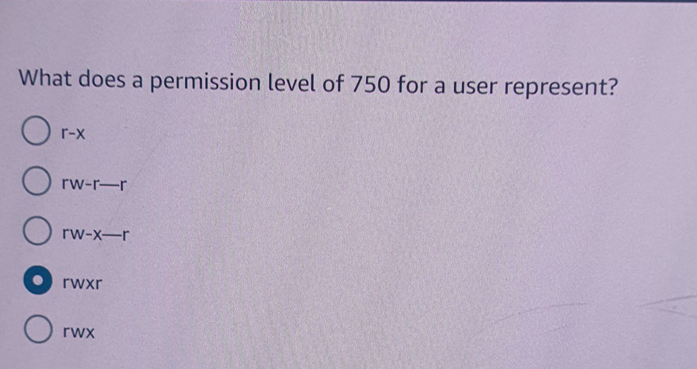 What does a permission level of 750 for a | StudyX