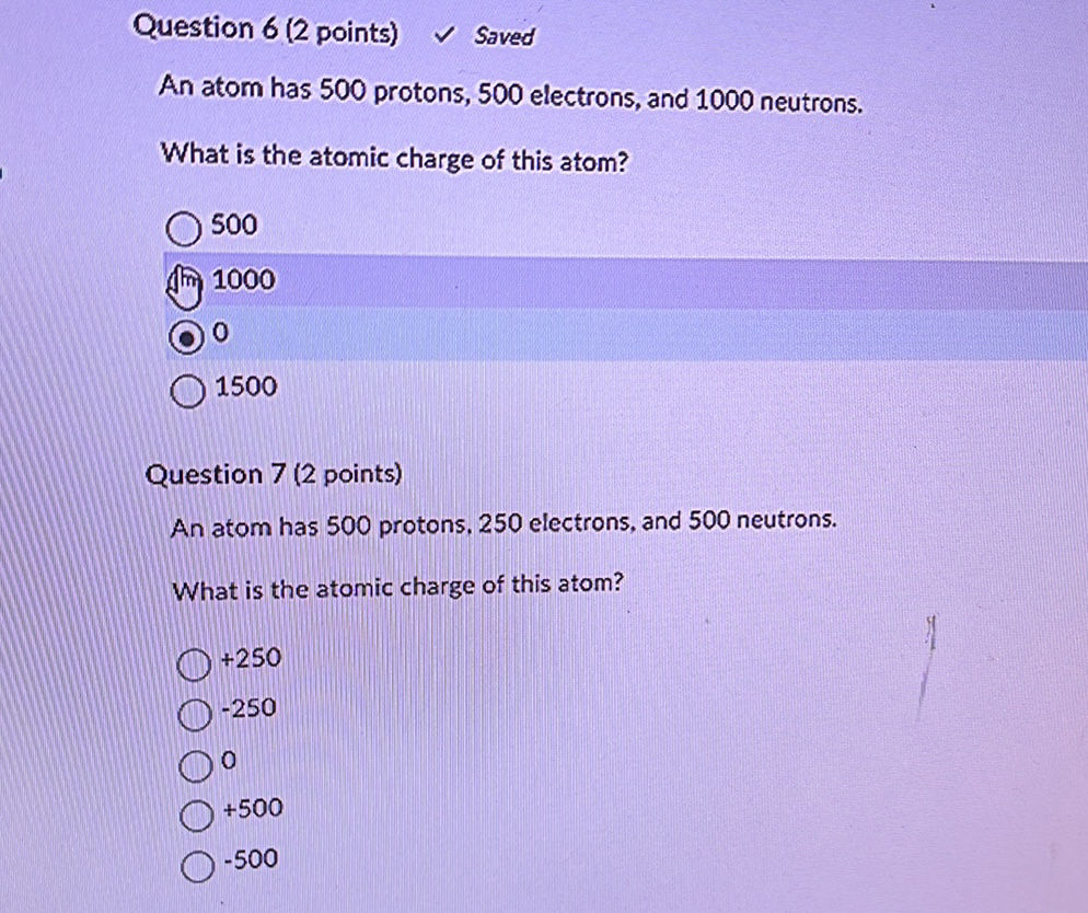 Question 6 (2 points) An atom has 500 | StudyX