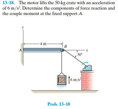 13-18. The motor lifts the 50-kg crate with | StudyX