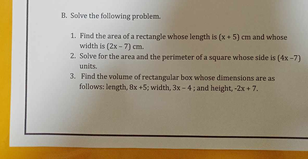 B. Solve the following problem. 1. Find the | StudyX