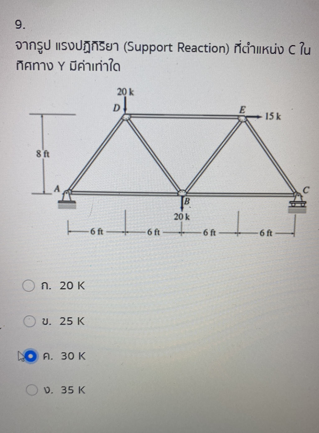 9. จากรูป แรงปฏิกิริยา (Support Reaction) | StudyX