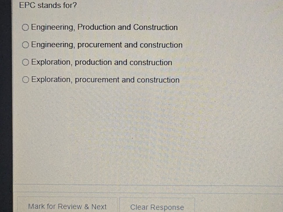 EPC stands for? Engineering, Production and | StudyX