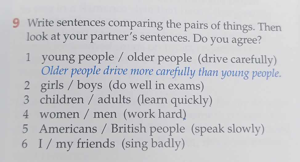 9 Write sentences comparing the pairs of | StudyX