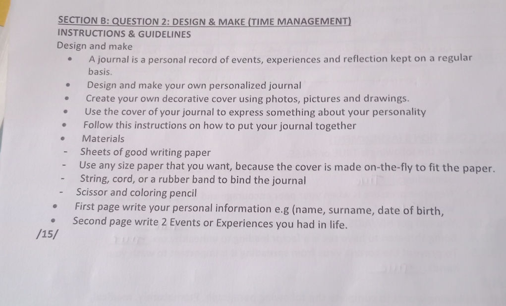 SECTION B: QUESTION 2: DESIGN MAKE (TIME | StudyX