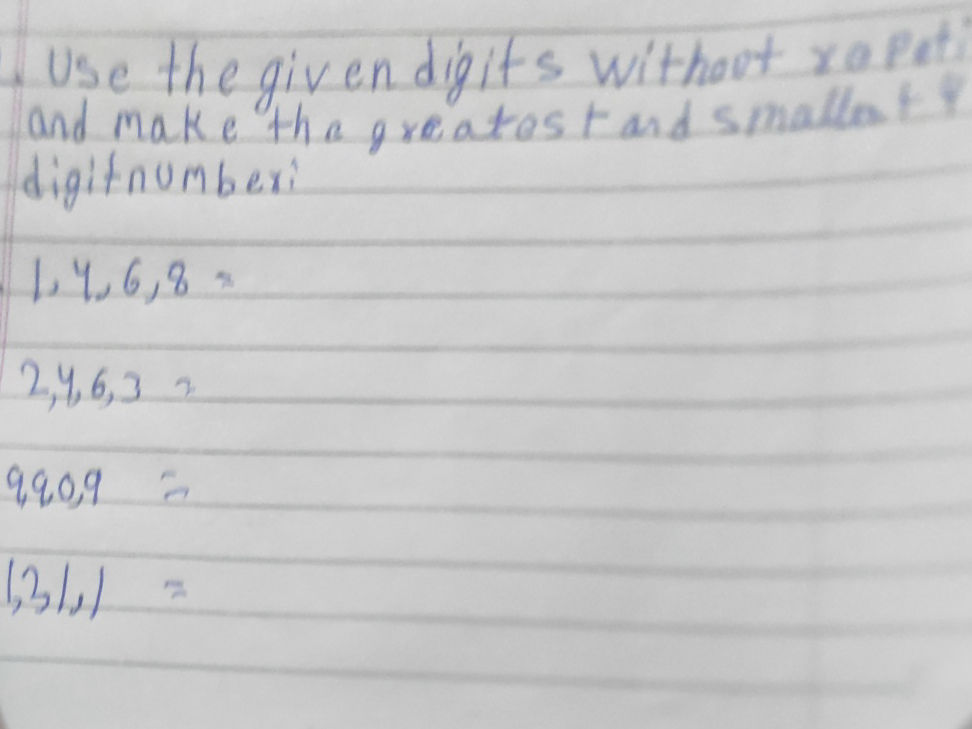 Use the given digits without repetition and | StudyX