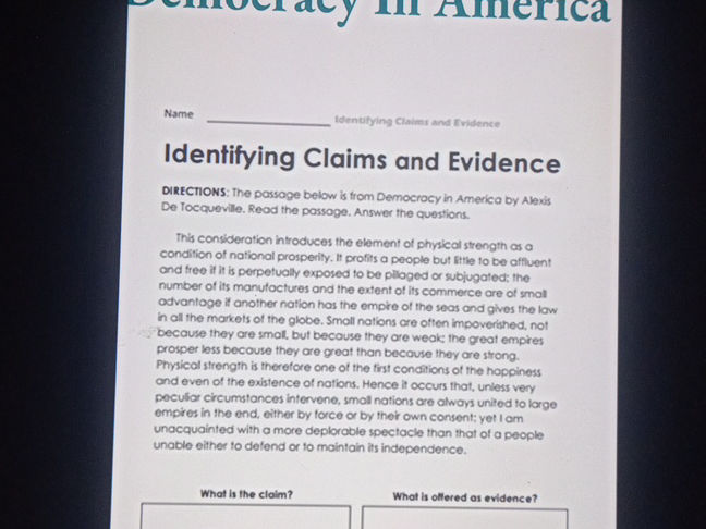 Identifying Claims and Evidence DIRECTIONS: | StudyX