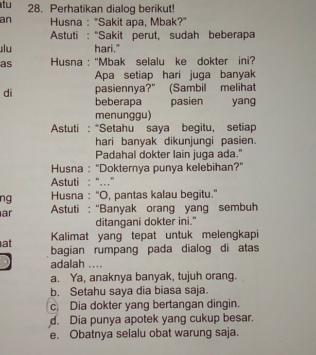 28. Perhatikan dialog berikut! Husna: | StudyX