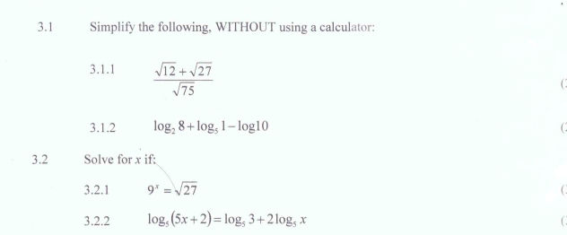 3.1 Simplify the following, WITHOUT using a | StudyX