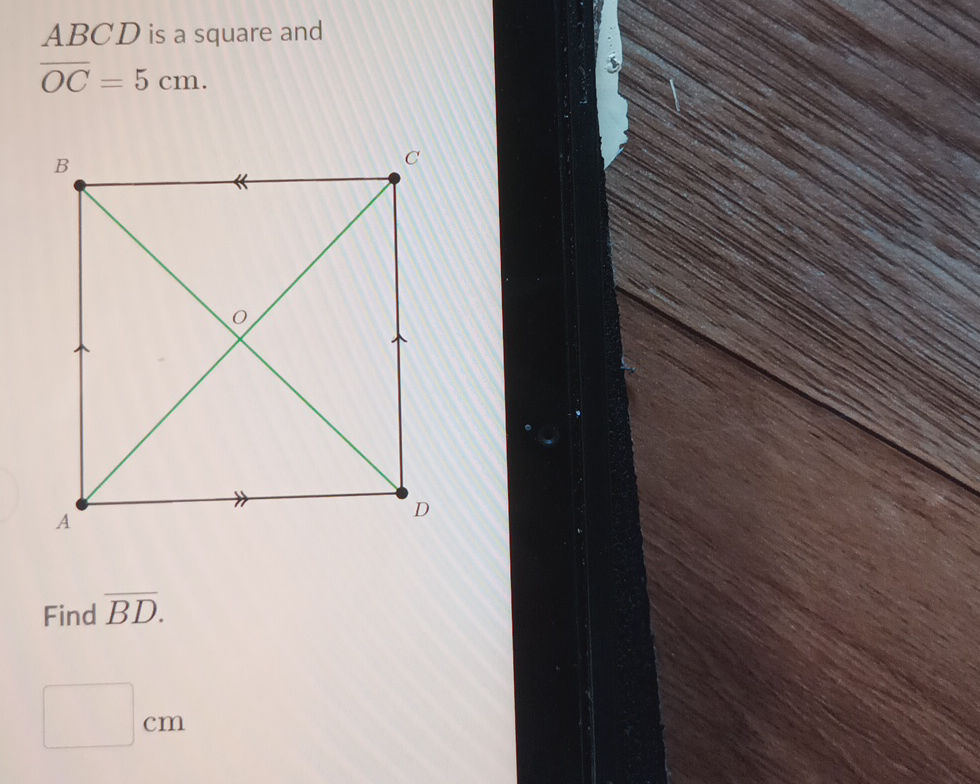 ABCD is a square and $ {OC} = 5$ cm. Find $ | StudyX