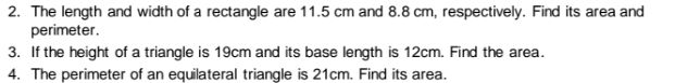 2. The length and width of a rectangle are | StudyX