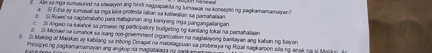 8. Alin sa mga sumusunod na sitwasyon ang | StudyX