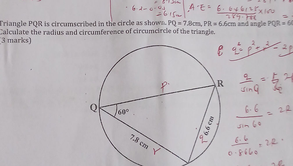 Triangle PQR is circumscribed in the circle | StudyX