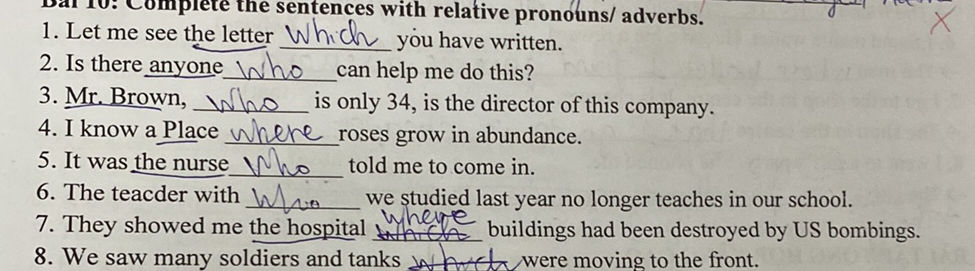 Complete the sentences with relative | StudyX