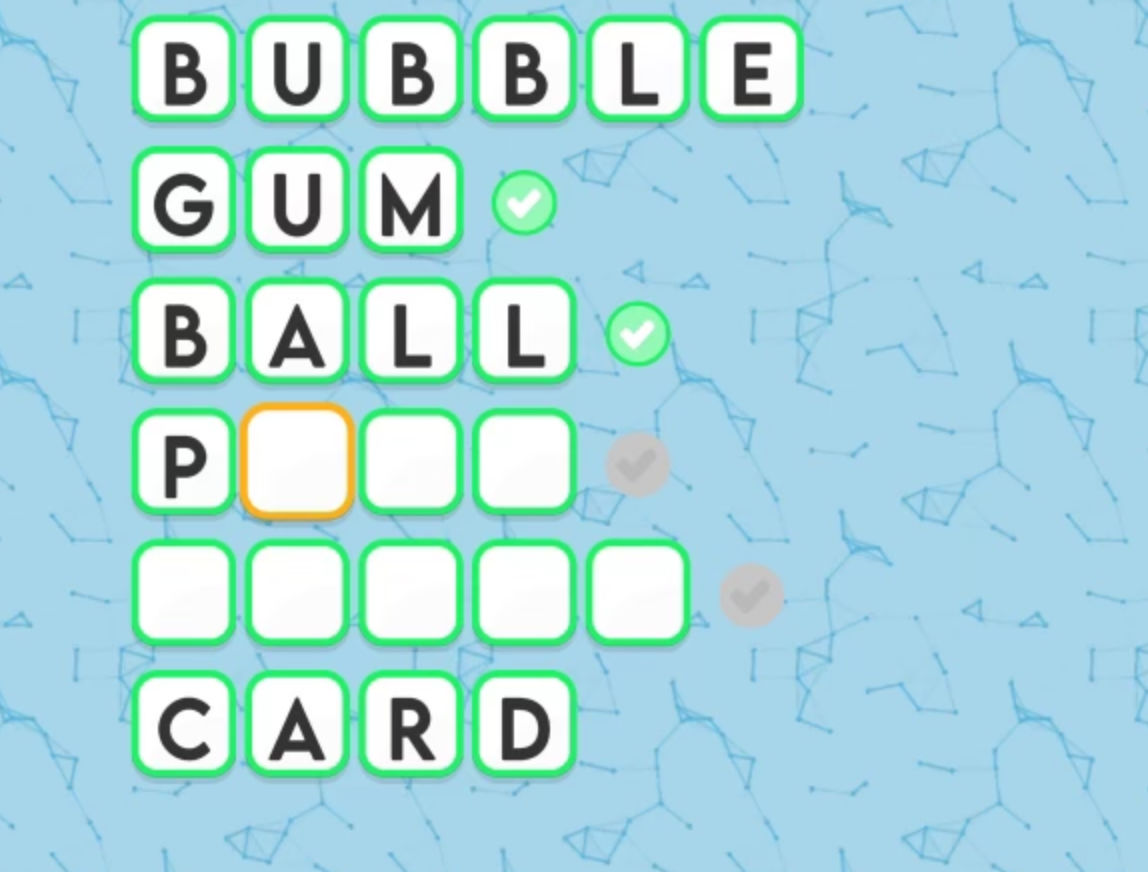 Word puzzle: Complete the words. BUBBLE GUM | StudyX