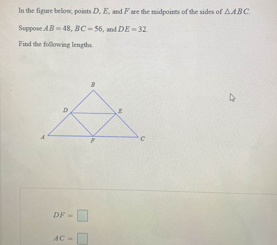 In the figure below, points D, E, and F are | StudyX