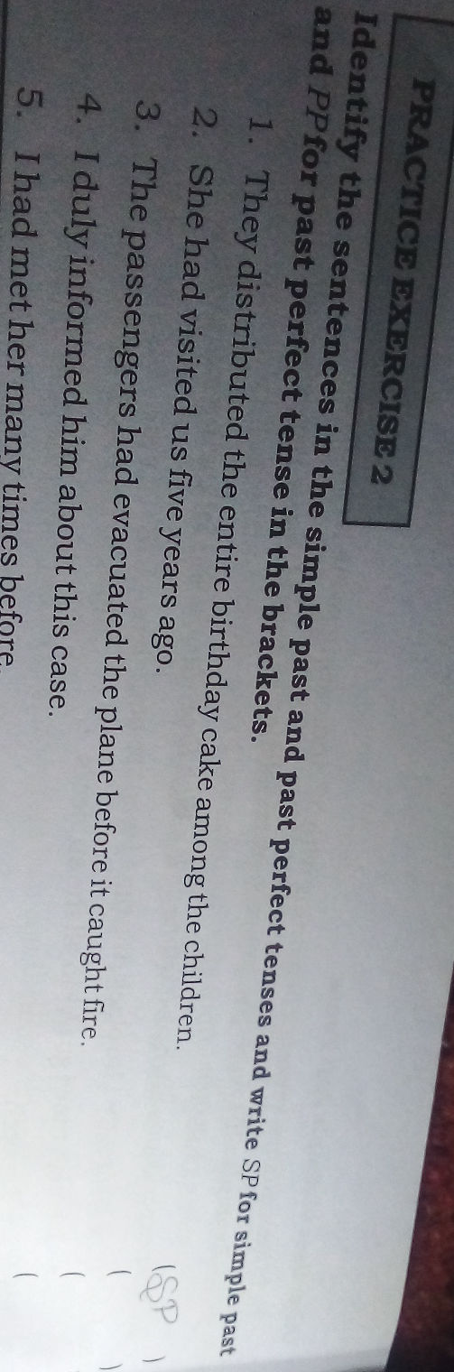 Identify the sentences in the simple past | StudyX