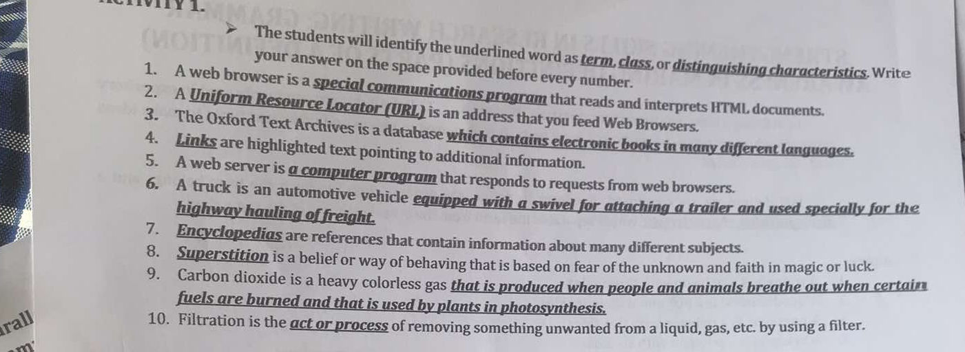 The students will identify the underlined | StudyX