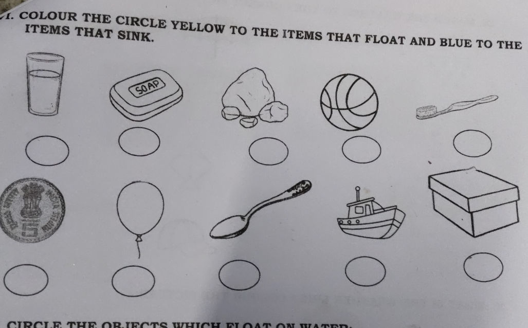 1. COLOUR THE CIRCLE YELLOW TO THE ITEMS | StudyX