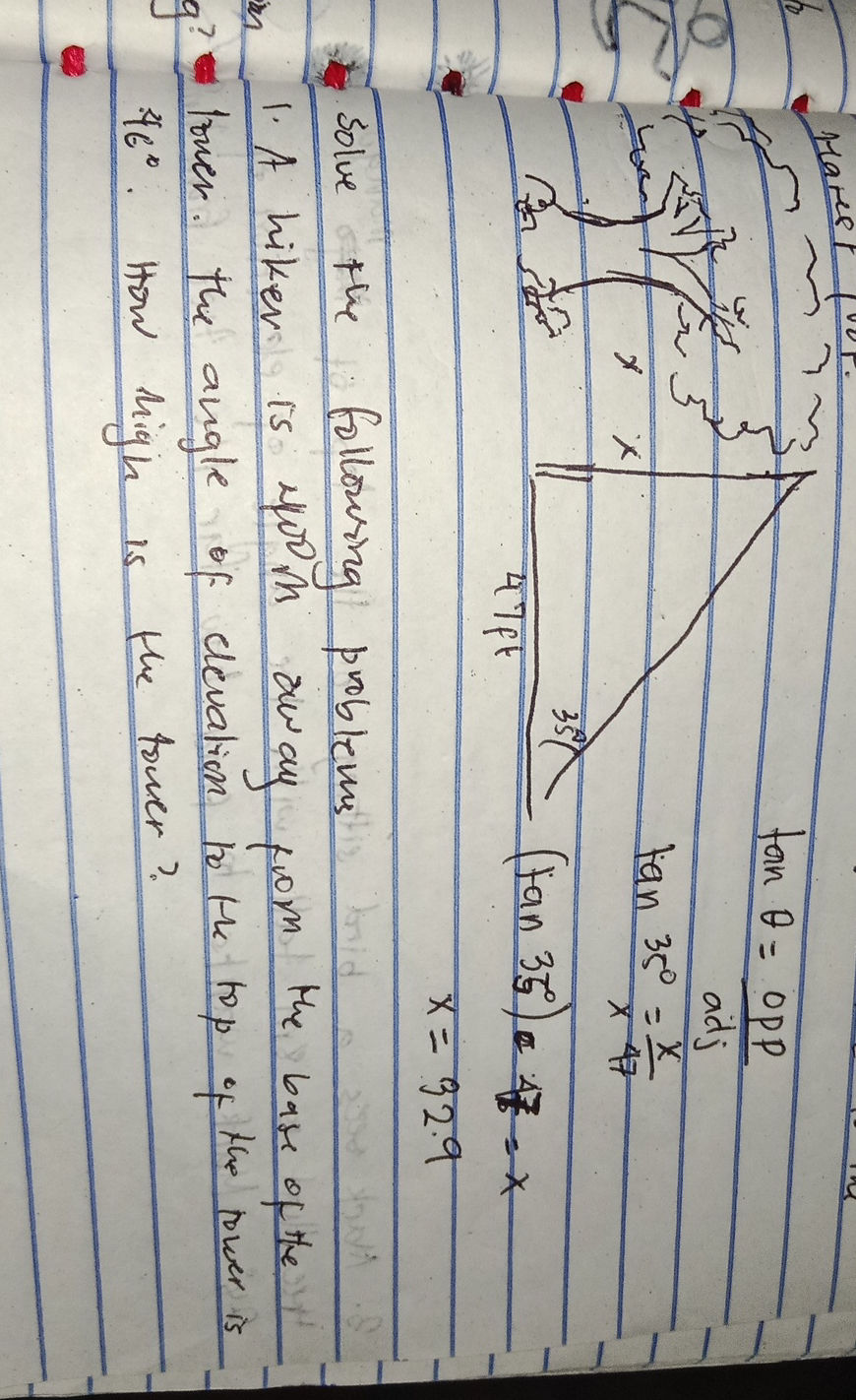 Solve the following problems. 1. A hiker is | StudyX