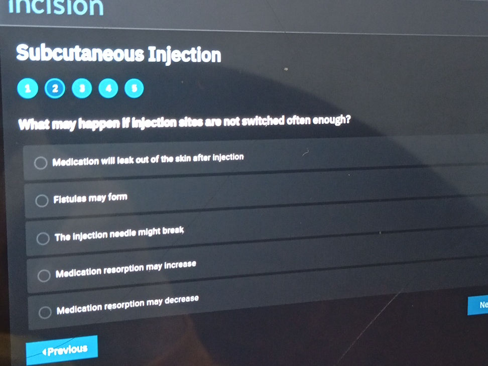 What may happen if injection sites are not