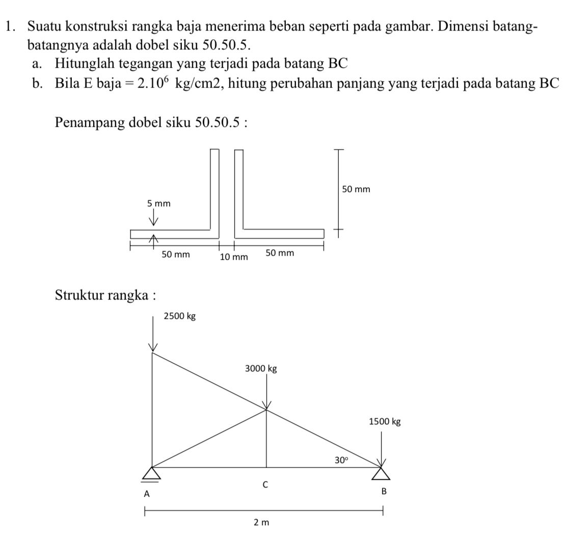 1. Suatu konstruksi rangka baja menerima | StudyX