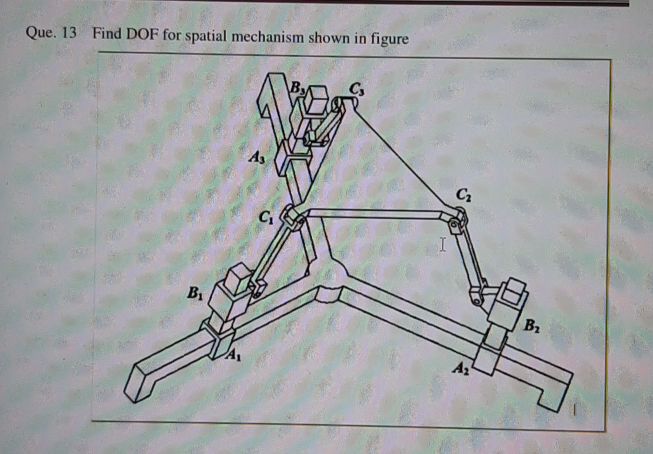 Que. 13 Find DOF for spatial mechanism shown | StudyX
